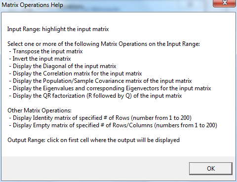 matrix-operations-help-message | Real Statistics Using Excel