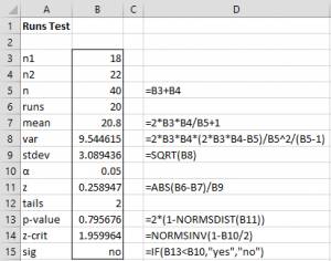 One Sample Runs Test | Real Statistics Using Excel