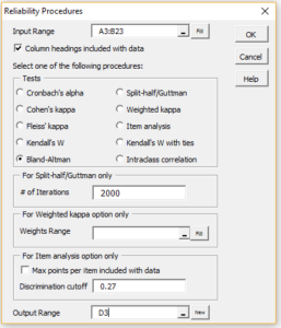 bland-altman-dialogue-box | Real Statistics Using Excel