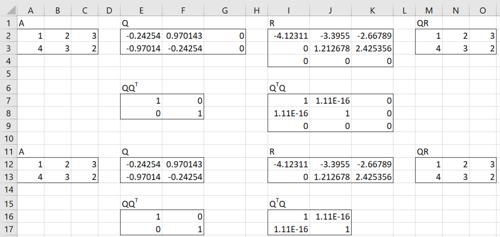Qr Factorization Horizontal Matrix Real Statistics Using Excel