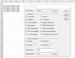 matrix-operations-dialog-box | Real Statistics Using Excel