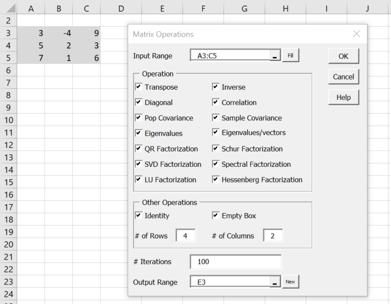 Matrix Operations Tool | Real Statistics Using Excel