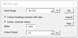 ANCOVA Light Support| Real Statistics Using Excel