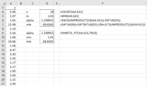 MLE Fitting Pareto Dist | Real Statistics Using Excel