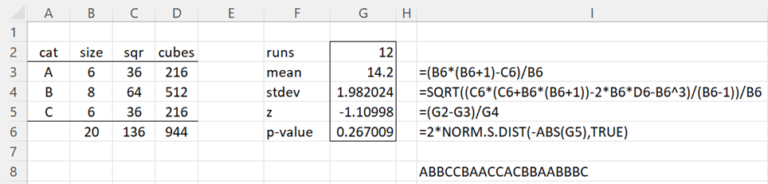 Runs Test > 2 Categories | Real Statistics Using Excel