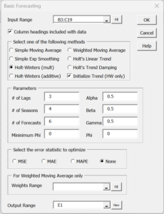 dialog-box-holt-winters | Real Statistics Using Excel