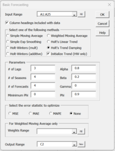 forecasting-holt-damping-dialog | Real Statistics Using Excel