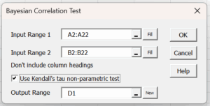 Bayesian Kendall’s Tau Test | Real Statistics Using Excel